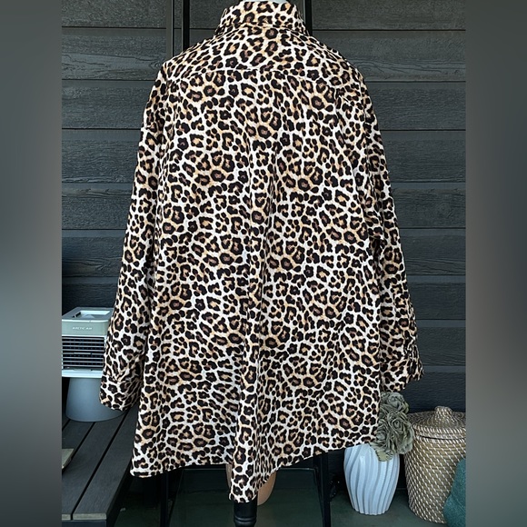 H&M | Tops | Hm Leopard Print Oversized Button Up Tunic Top Xxl | Poshmark